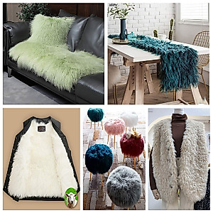 Faux Fur Long Pile Curly Fabric Alpaca Mongolian,Fake Fur Luxury Shag Fabric for DIY Craft Decoration Photo Prop Backdrop Cosplay Chairs Sofa Cushion Rugs 150x50cm(Color:2 Brown)