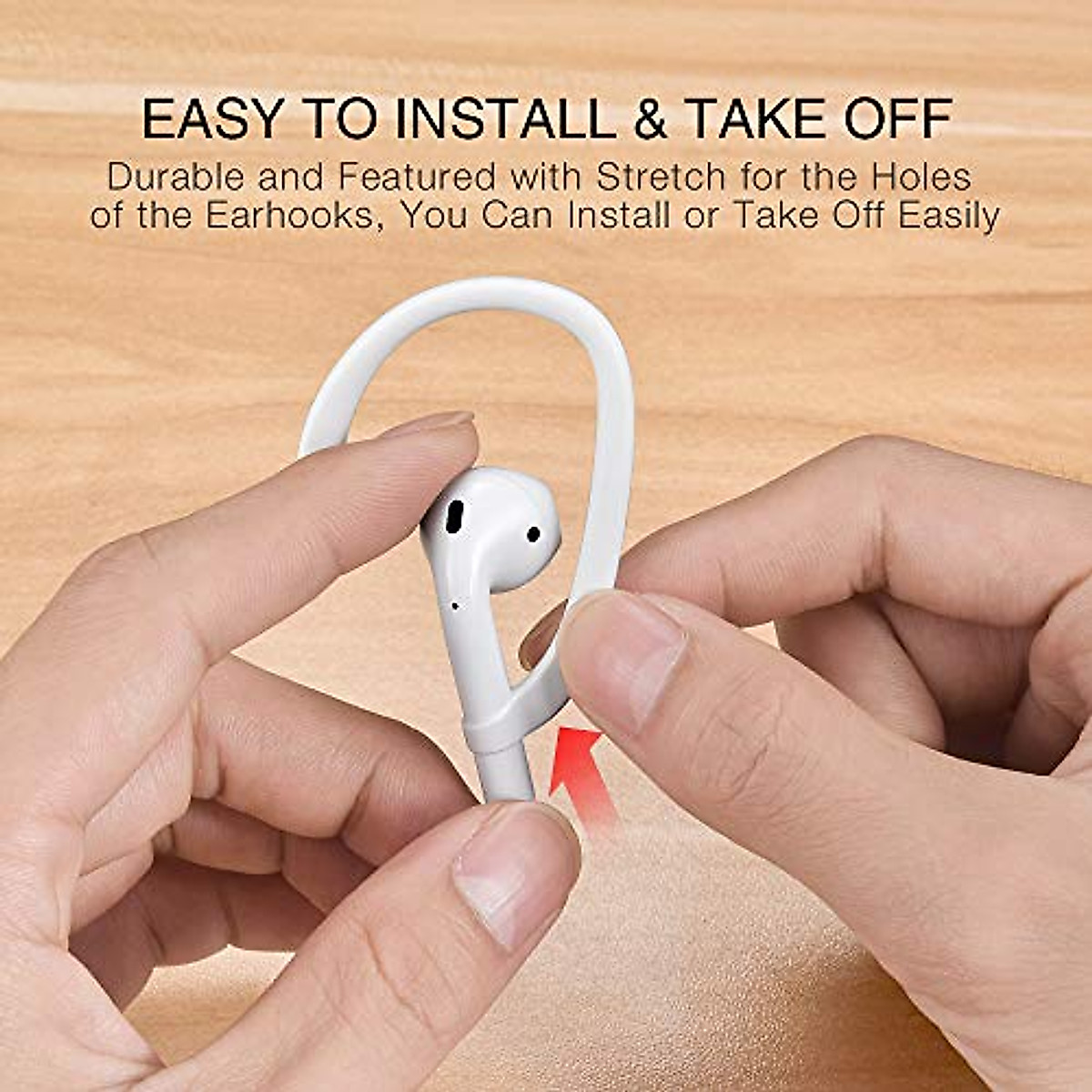 AirPods Ear Hooks Compatible with Apple AirPods 1, 2, 3, Pro and Pro 2, ICARERSPACE Anti-Slip Sports Ear Hooks for AirPods 1, 2, 3, Pro and Pro 2 - White