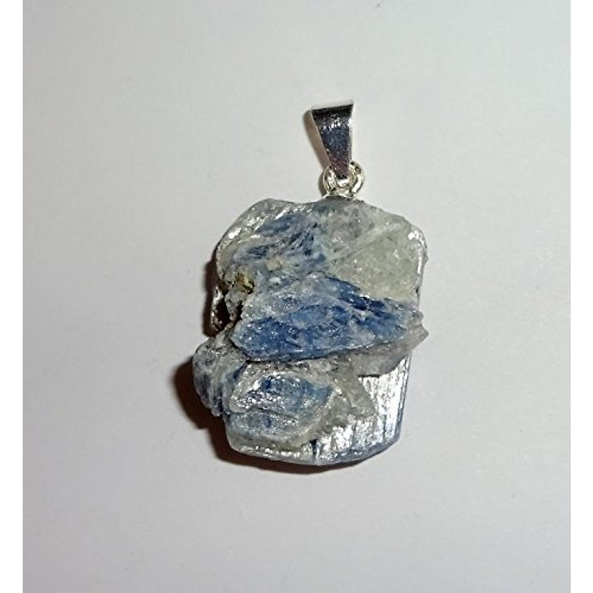 Sublime Gifts 1pc Raw Blue Kyanite with Mica Rough Natural Premium Quality Free Form Pendant with Bail Loop