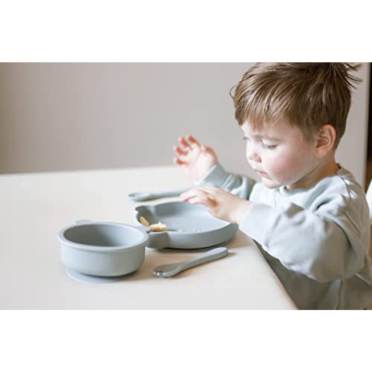 Ullabelle Kids Silicone Animal Suction Plate, Suction Baby Bowl & Baby Spoons for Toddlers (Pink)