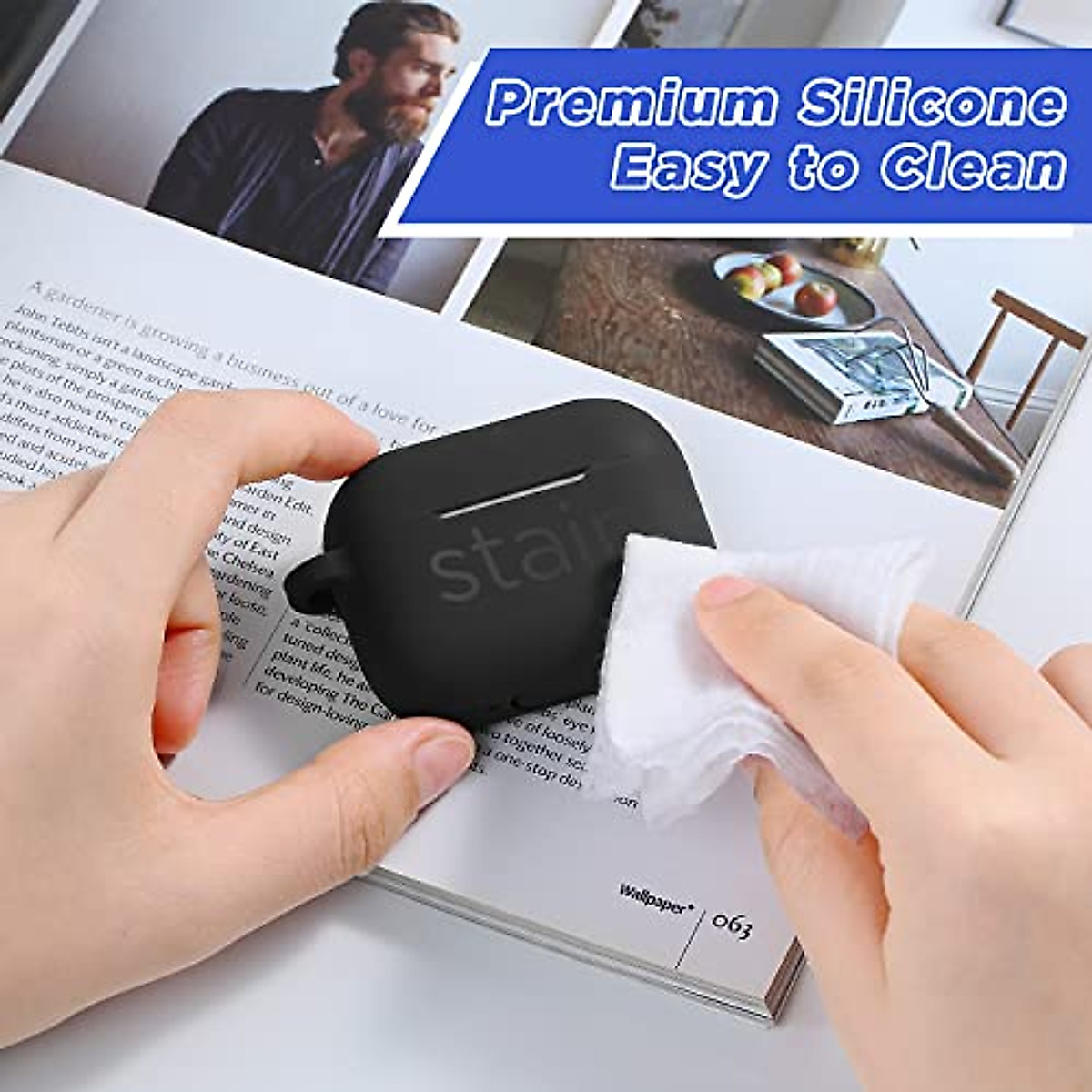 Joansea Copamtible with AirPods Pro 2 Case, Soft Silicone Skin Shock-Absorbing Full Protective Case with Keychain for AirPods pro 2nd Generation Case Cover 2022, Black