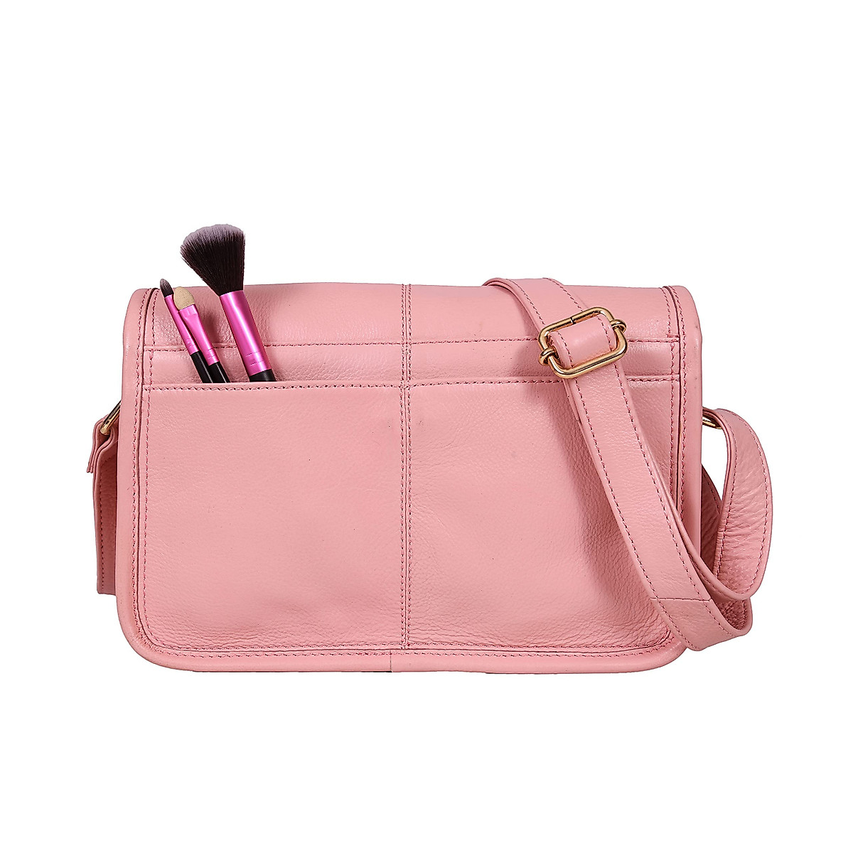 Aaron Leather Goods Crossbody Bags for Women Soft Leather Purses and Handbags Multi Pocket Shoulder Bag (Peach)