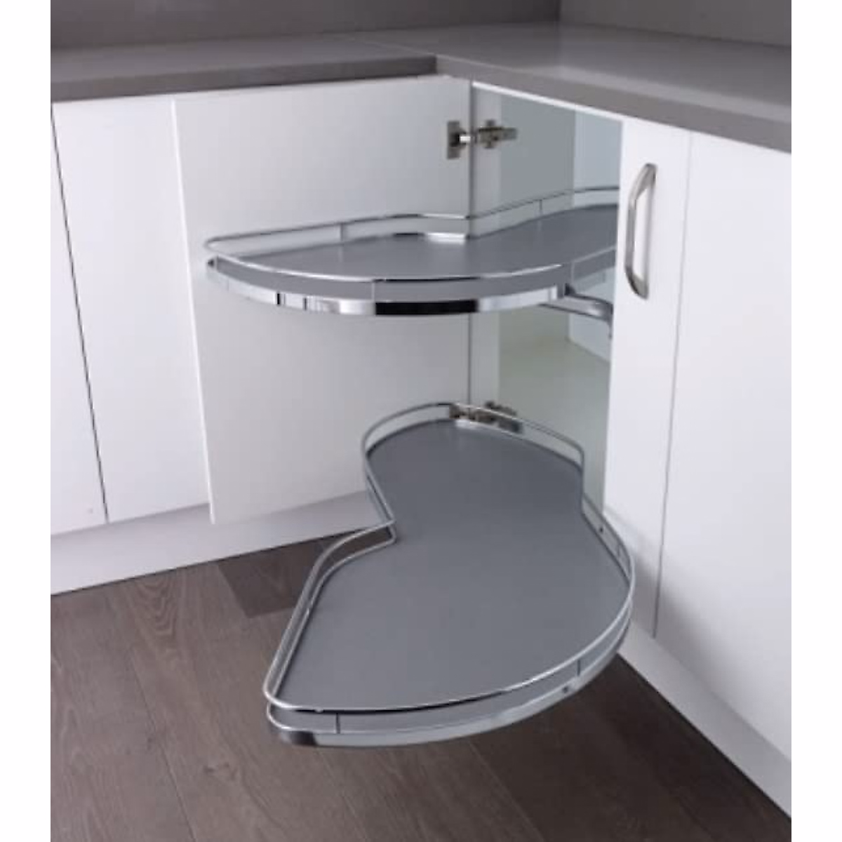 Lemans II Set 2-Shelf Lazy Susan with Soft-Close for Blind Base Corner Cabinets (574 sq. Model 40, Tray Size: 12", Swings Right)