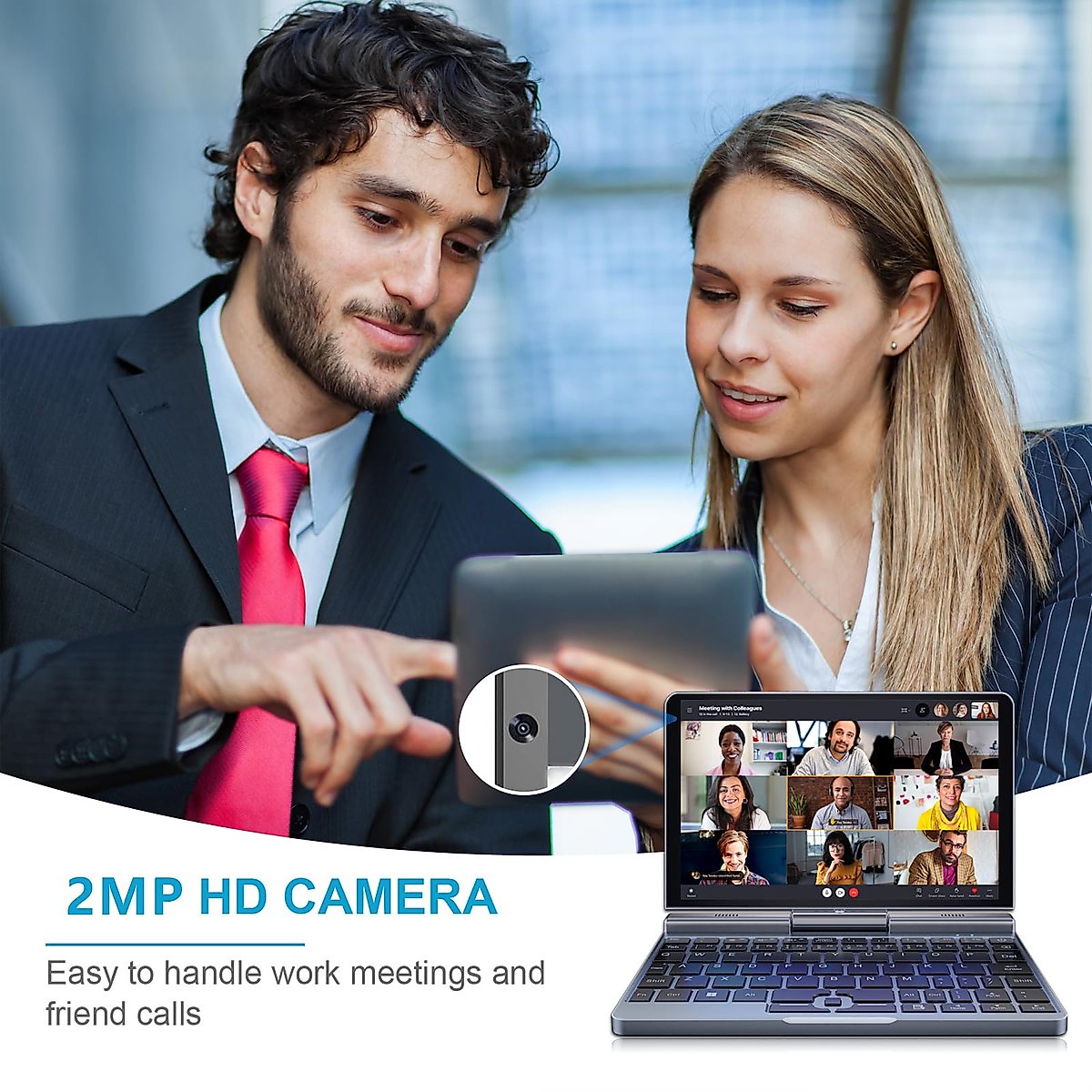 Mini Laptop 8 inch HD Touchscreen Portable 2 in 1 Computer, Windows 11 Pro Small Gaming Laptop,Intel N100 12 GB LPDDR5 1 TB M.2 SSD,WiFi 6,BT5.2 2 MP Camera,G-Sensor,HDMI,Type C