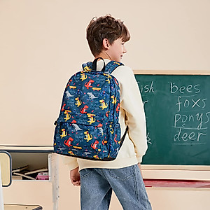 Dinosaur Backpack For Boys School Backpack Toddler Waterproof Travel Bag Kindergarten Backpack With Lunch Box (Dinosaur-Blue)