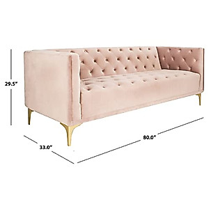 Safavieh Couture Home Florentino Glam Pale Mauve and Gold Tufted Sofa