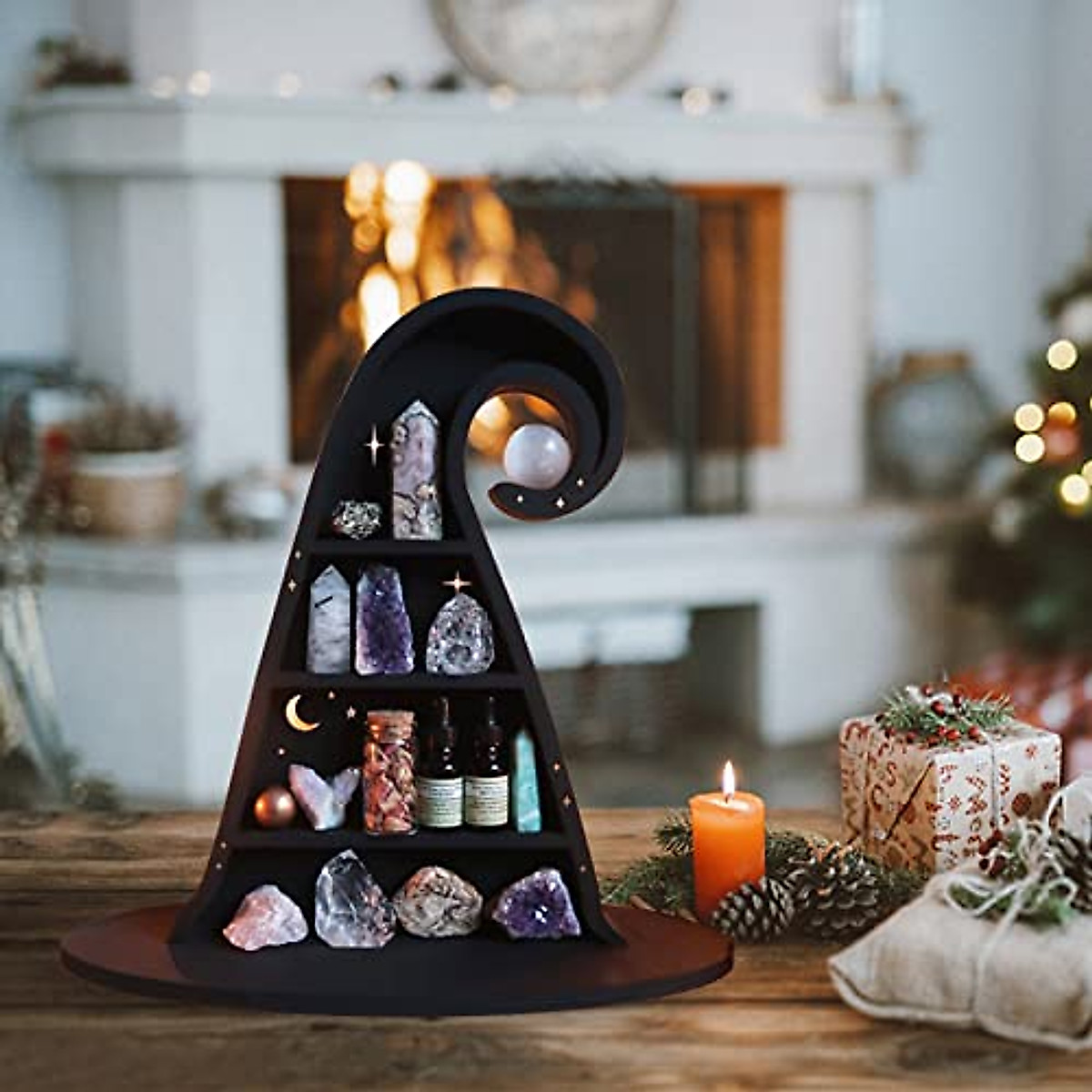 Witch Hat Shelf Crystals Wall Decor Crystal Shelf Display Boho Shelves Essential Display Shelf for Bedroom Dorm Room Office