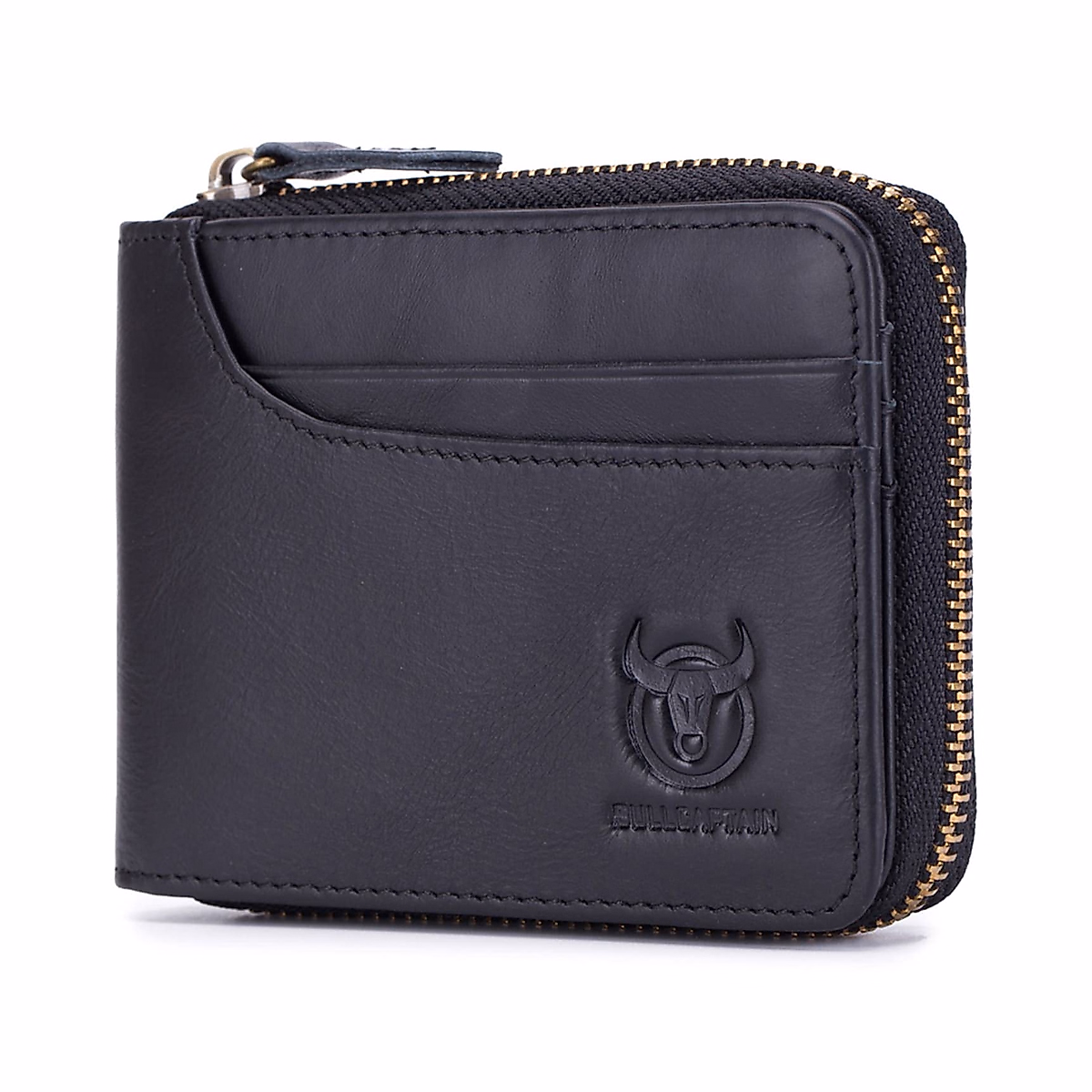 FLO-MOTOR Men’s RFID Blocking Wallets,Genuine Leather Short Zip-around Wallet for Men