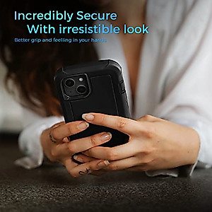 MOTIVE iPhone 13 Case, Heavy Duty Protective Case, Shockproof, Dustproof, Quad Layer Hard Protective Cover, Screen-Camera Bezel Protection, Black 6.1" | Bunker