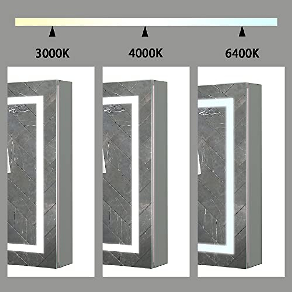 ES-DIY Lighted Medicine Cabinet with Mirror 24 x 30 Inch, Recessed or Surface Mount led Medicine Cabinet, 2 Outlets, Defog, Stepless Dimming,Medicine Cabinet Color Temper 3000K-6400K,Left Hinge