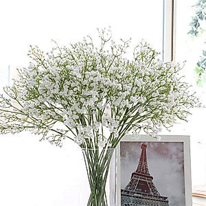 Botius Artificial Flowers 9Pcs 21" Baby Breath/Gypsophila Fake Silk Plants Wedding Party Decoration Real Touch Flowers DIY Home Garden, White