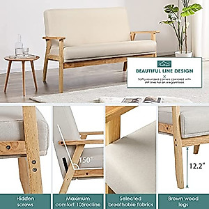 Homajor Small loveseat,loveseat Sofa,Small couches for Small Spaces,Sofa Couch,Fabric Loveseat Sofa Couch for Living Room Bedroom,Beige, (OWS2NAT)