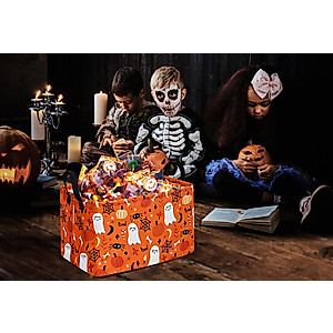 DUYIY Pumpkin Ghost Halloween Party Basket,Collapsible Gift Storage Basket,Cute Toy Storage Basket for Kids,Clothes Storage Box Organizer Containers for Toys
