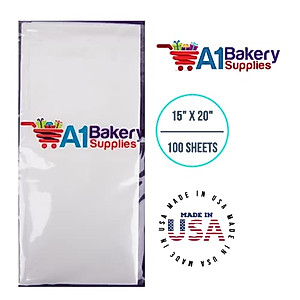 A1 Bakery Supplies Acid-Free White Tissue Paper 15 x 20, Pack of 100 Sheets