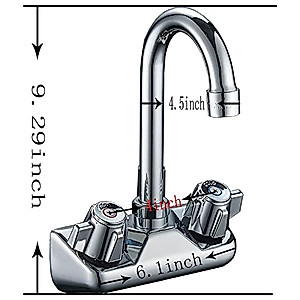 Evolvegoods Commercial Kitchen Faucet Wall Mount Kitchen Sink Faucet Utility Laundry Centerset Swivel High-Arc Spout 2 Handle Restaurant Chrome Mixer Tap NSF