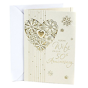 Hallmark Mahogany 50th Anniversary Card for Wife (Foil Flower Heart)