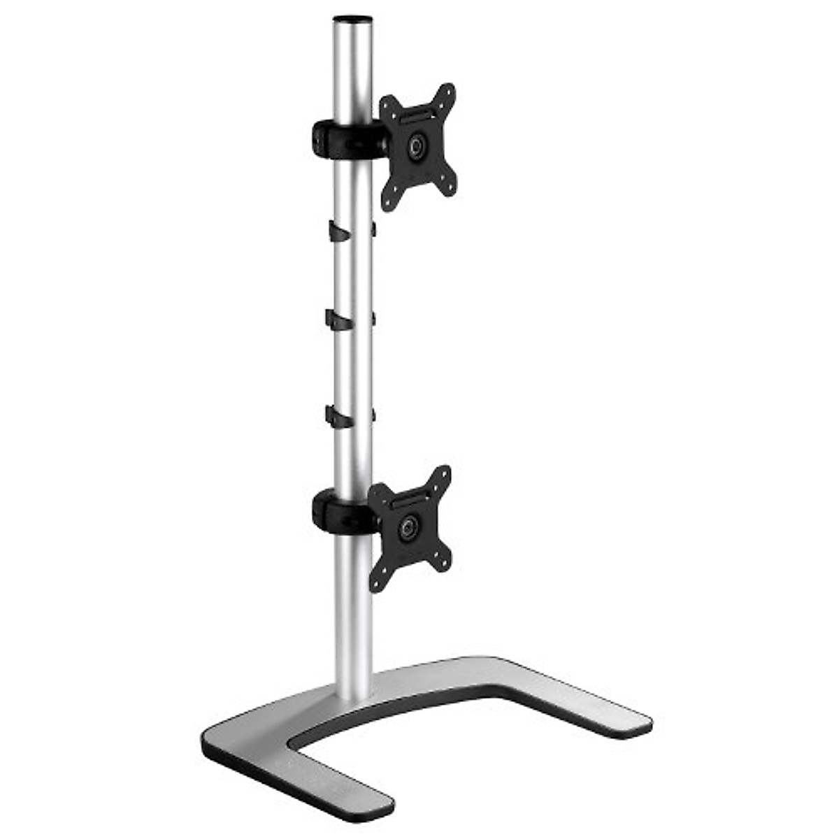 Atdec dual stack or single monitor desk Mount - Freestanding base - Load screen monitors up to 26.5lb flat or 20lb curved - VESA 75x75, 100x100 - Quick display release, tilt, pan, landscape/portrait