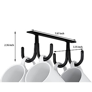 Dorhors Under Cabinet Coffee Mug Holder, Coffee Cup Holder for Kitchen,Set of 3 Mug Hooks with Rubber Protective Layer,Under Cabinet Mug Rack for Kitchen,Coffee Bar,Black