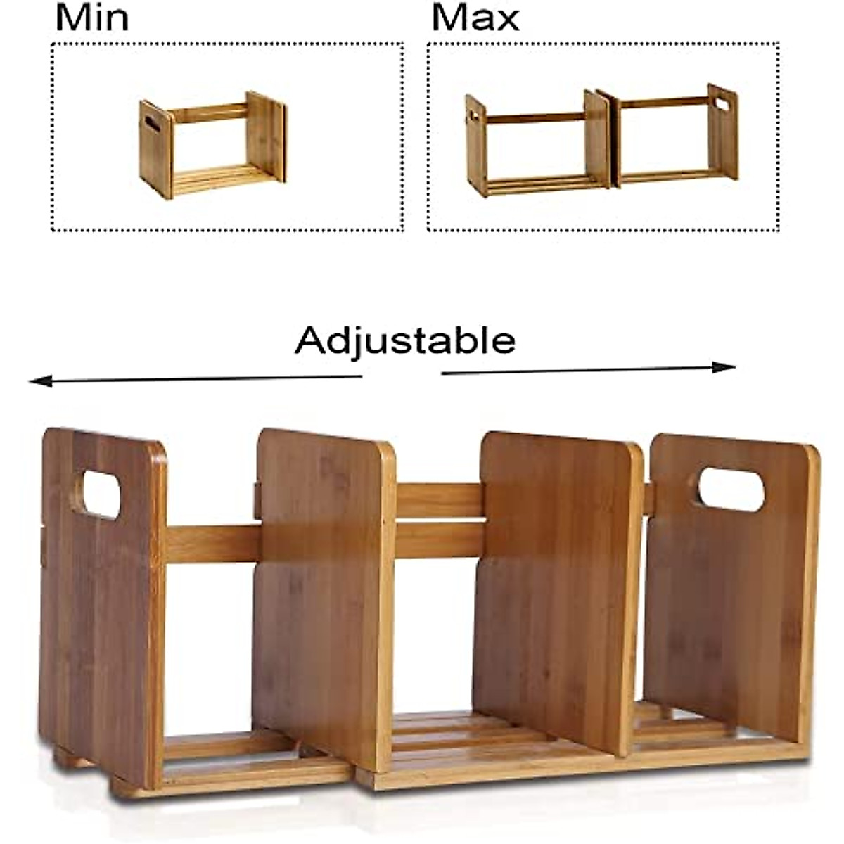 Salafey Expandable Desktop Bookshelf,Bamboo Desktop Bookcase,Mini Bookshelf Organizer Tabletop Bookshelf for Office Home Tabletop