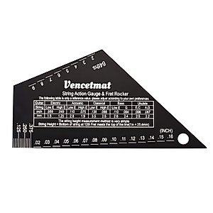 Vencetmat Guitar String Action Gauge, String Height Ruler, Guitar Fret Rocker, Fret Leveling Guide, Buzzing Fret Catcher, 1mm Thickness, Laser Etching, High Precision Graduations,Luthier Tools