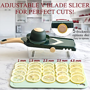 NACOLUS Adjustable Mandoline Food Slicer for Kitchen,Ultra Sharp V-blade Vegetable Slicer with Container,Slicer Vegetable Cutter,julienne slicer, Potato Slicer for Apple,Onion,Tomato lemon Slicer