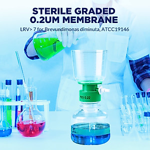 Membrane Solutions Sterile Disposable Vacuum Filter Units with 0.22um PES Membrane, 250mL, 4/CS