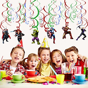 12pcs Party Vortex Decoration for Avengers, Hanging Swirls Decoration for Super Hero Theme Birthday Party Supplies