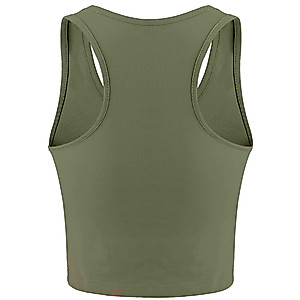 Boao 4 Pieces Basic Crop Tank Tops Sleeveless Racerback Crop Top for Women (Black, White, Army Green, Coffee, Small)