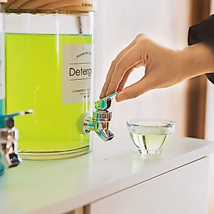 2 Pack Laundry Detergent Dispenser Glass Liquid Laundry Detergent Dispenser with Spout Laundry soap Dispenser with Labels Fabric Softener Dispenser