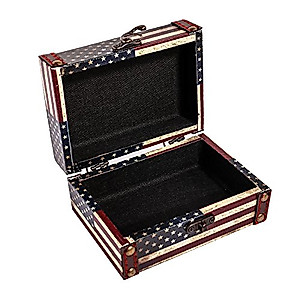 WaaHome Small Treasure Box Decorative Wooden Jewelry Keepsake Boxes For Kids Girls Boys Gifts Home Decorations (American Flag)