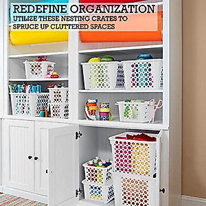 Organize Your Home Mini Stackable White Storage Containers with Open Tops, 4 Pack, Great Organizing Bins for Pantry, Closet, Bedroom, and all Storage, 7.6” x 6.7” x 5.3”