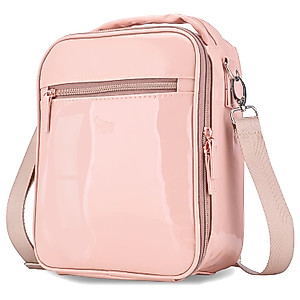 Waterproof Lunch Box for Girls Cute Kids Lunchbox Shiny Pink Lunch Bags with Shoulder Strap and Pocket for Teen Girls Insulated Lunch Cooler Bag for School Outdoor Travel