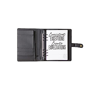 Ambition LTD Black Key Agenda, Woven A5 (5.8 x 8.3") sized planner, organizational tool, Black Matte 6 ring binder, Vegan Leather