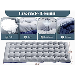 H&ZT Adults Patio Chaise Lounge Chair with Mattress, Outdoors Portable Bed Frame for Adults