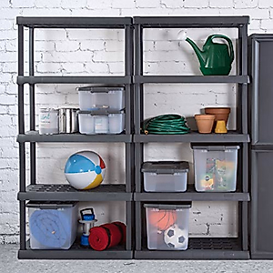 Sterilite 01553V01 5 Shelf Unit, Flat Gray Shelves & Legs, 1-Pack
