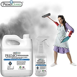 Mite Killer Spray by Premo Guard 128 oz – Treatment for Dust Spider Bird Rat Mouse Carpet and Scabies Mites – Fast Acting 100% Effective – Child & Pet Safe – Best Natural Extended Protection