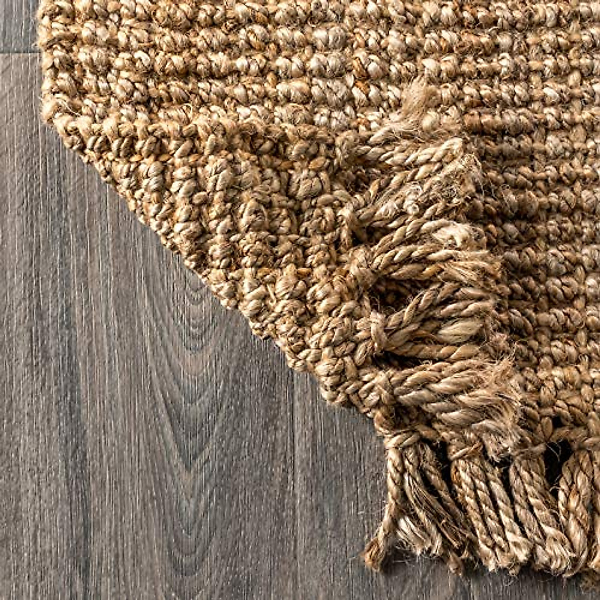 JONATHAN Y NRF103A-4 para Hand Woven Chunky Jute with Fringe Area-Rug, Bohemian, for Bedroom, Kitchen, Living Room,4 X 6,Natural