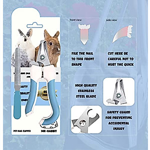 MR.RABBIT small pet animal nail clipper and file. Best bunny rabbit, cat & dog claw trimmer, the most professional exclusive home Grooming Kit safe for guinea pigs bunnies hamsters hedgehogs and birds