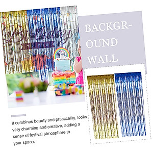 Abaodam 6 Pcs Rain Curtain Background Wall Metallic Fringe Curtains Metallic Tinsel Backdrop Gold Accent Decor Gold Streamers Fringe Curtains Party Decorations Plastic Props Aluminum Foil