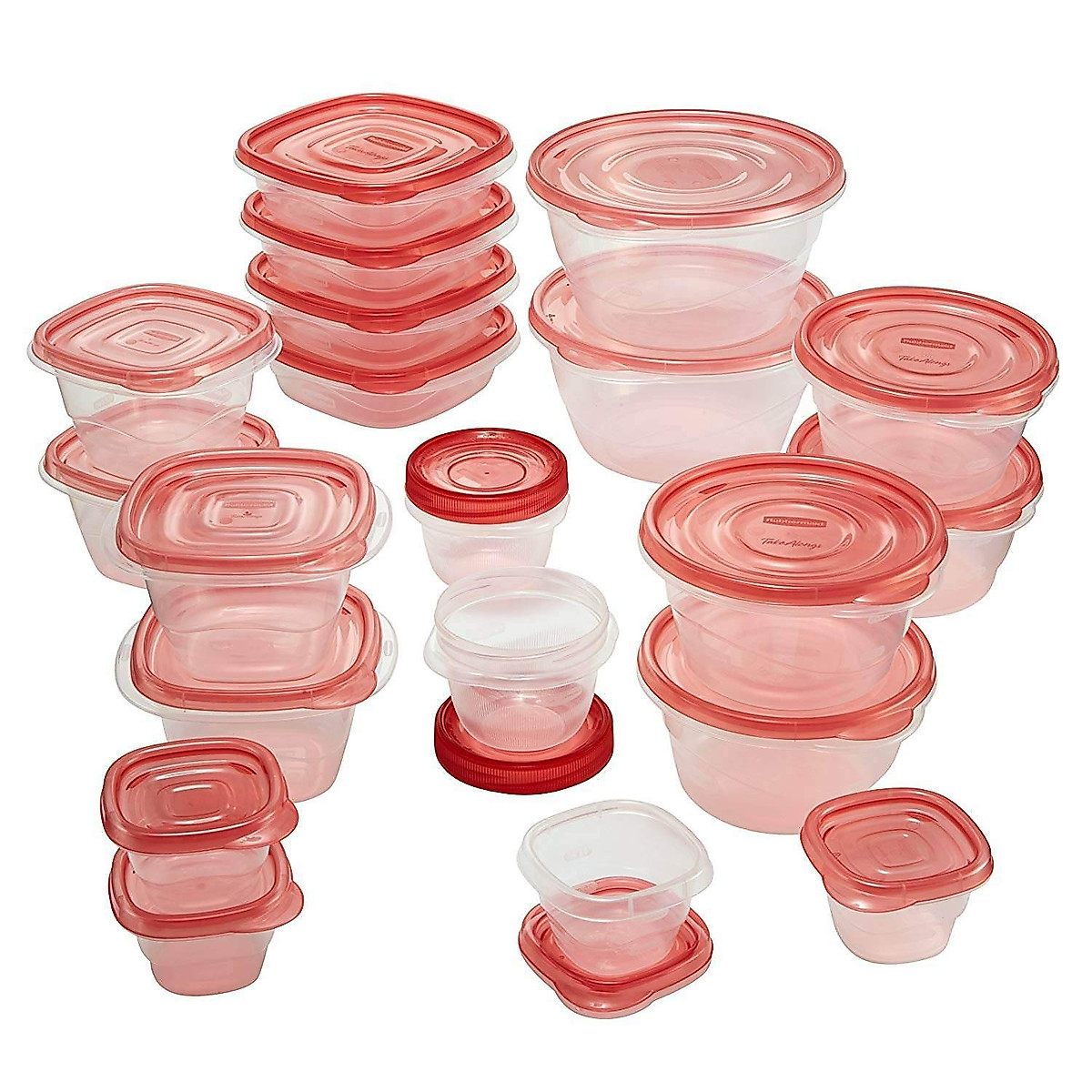 Rubbermaid TakeAlongs Assorted Food Storage Containers, Tint Chili, 40-Piece Set