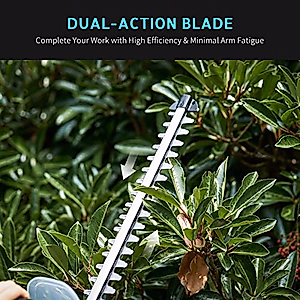 TERRADISE Cordless Hedge Trimmer with 2000mAh Battery Pack and Charger, Gardening Tool for Brush and Hedge Trimming, Electric Bush Cutter with 20" Dual Action Blades for Tree Branches Shrubs More