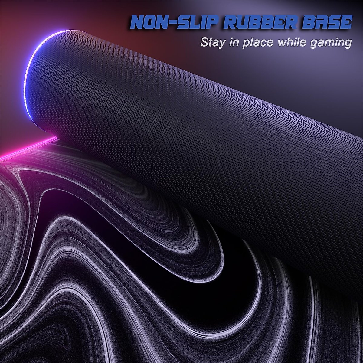 ITNRSIIET RGB Gaming Mouse Pad, Full Desk XL Extended Large Gaming Mousepad, 12 Lighting Modes, 30% Thicker, Big LED Desk Mat for Keyboard Computer Men Gamers, 32" x 12", Abstract Black and White