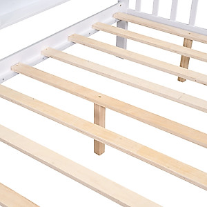 Harper & Bright Designs Full Size House Bed with Drawers, Wood Full House Bed Frame with Shelf Compartment, Full Storage Bed for Kids with Roof for Girls, Boys,No Box Spring Needed, White
