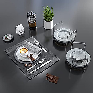 Wisuce Bamboo Plate Holders for Dinner Plates, Adjustable 9"-13" Plate Dish Rack Organizer Stand Stainless Steel Dish Storage Holder for Kitchen Drawer, Countertop, Cabinet, Shelf, Cupboard (Large)