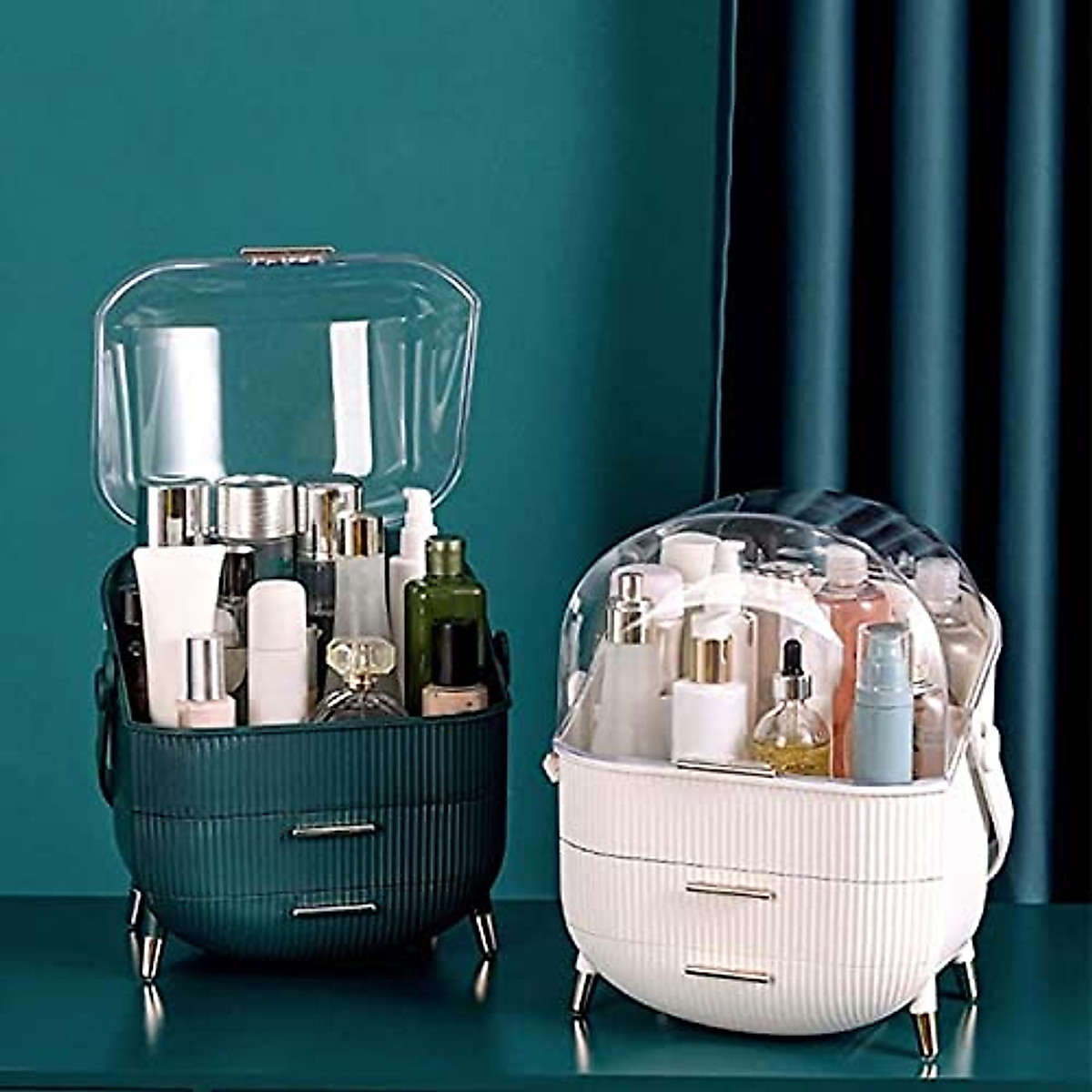 TUOZHE Jewellery Box, Storage Box Large Capacity Waterproof and Dustproof Vanity Box Bathroom Desktop Skin Care Storage Drawer (Color : White)