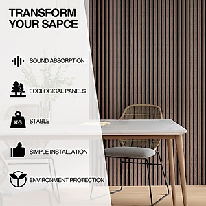 Acoustic Wood Wall Panels, 2-Pack 94.5" x 12.6" Soundproof Wall Panels, Wood Slat Wall Panels for Wall Decor, Walnut