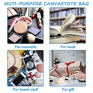 Yuroochii 12 Pack Canvas Tote Bag Reusable Grocery Bags 14.2x11.8 Inch Sublimation Polyester Screen Printing Blank Canvas Tote Bag Durable Bag for Creative DIY Gift, Crafting and Embroidering