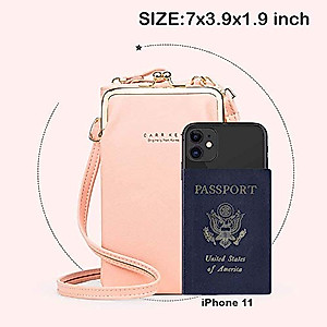 Womens Crossbody Bag Cellphone Shoulder Purse Wallet Clutch Handbag Travel Leather Phone Case Pocket Holster Messenger Pouch for iPhone 11 pro 8 Plus Xs Max X Xr 7/6 Plus Samsung S10+ (Hot Pink)