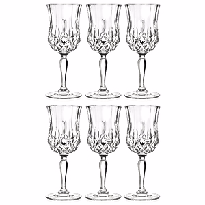 Barski Wine Glass - Goblet - Red Wine - White Wine - Water Glass - Stemmed Glasses - Set of 6 Goblets - Crystal like Glass - 7.75 oz. Beautifully - Cut Crystal - Designed Made in Europe