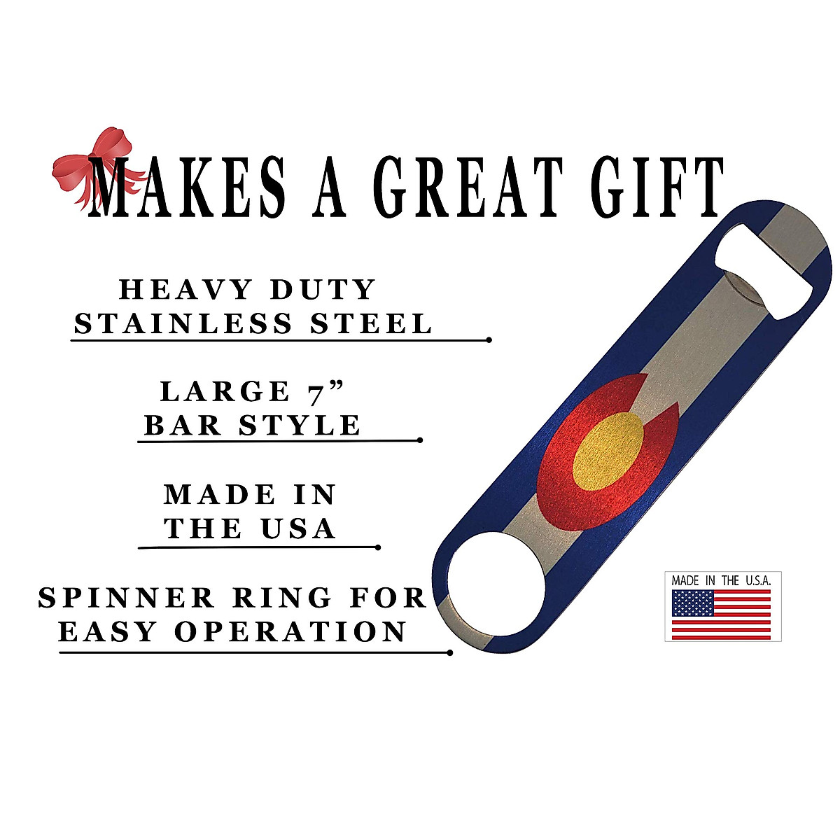 Colorado State Flag Speed Professional Bottle Opener Heavy Duty Gift CO
